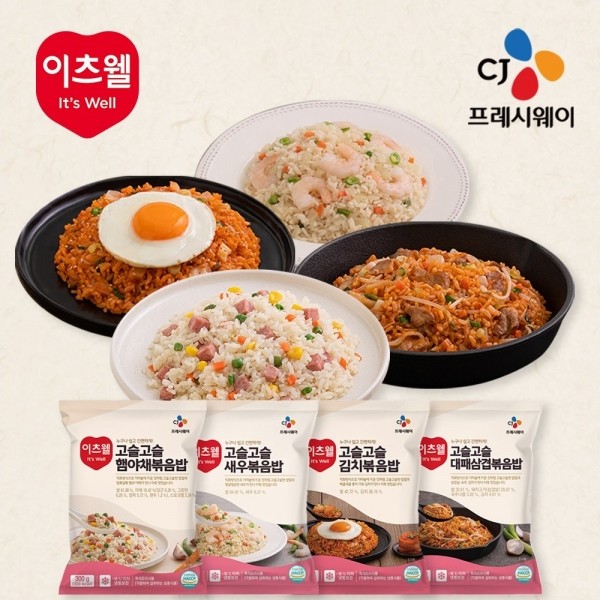 이츠웰 볶음밥 300g 8팩/10팩/12팩/20팩 세트 (햄야채/김치/새우/대패삼겹) - CJ프레시마켓