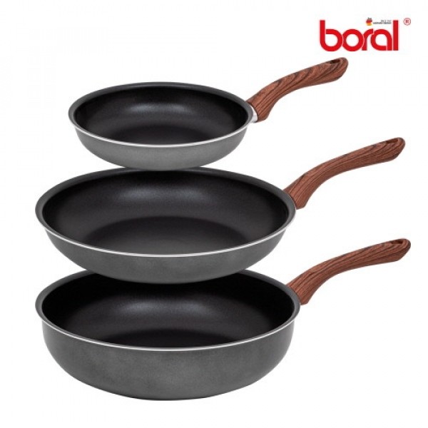 [보랄] 우드 IH 인덕션 후라이팬 3종세트 (후라이팬 20cm, 28cm, 궁중팬 28cm) - CJ프레시마켓