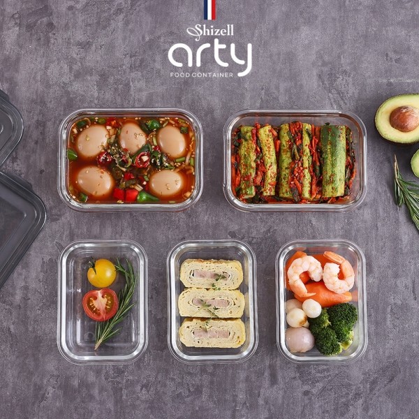 [쉬젤] 아티 내열용기 직사각5종세트(직사각 400ml*3ea + 640ml*2ea) - CJ프레시마켓